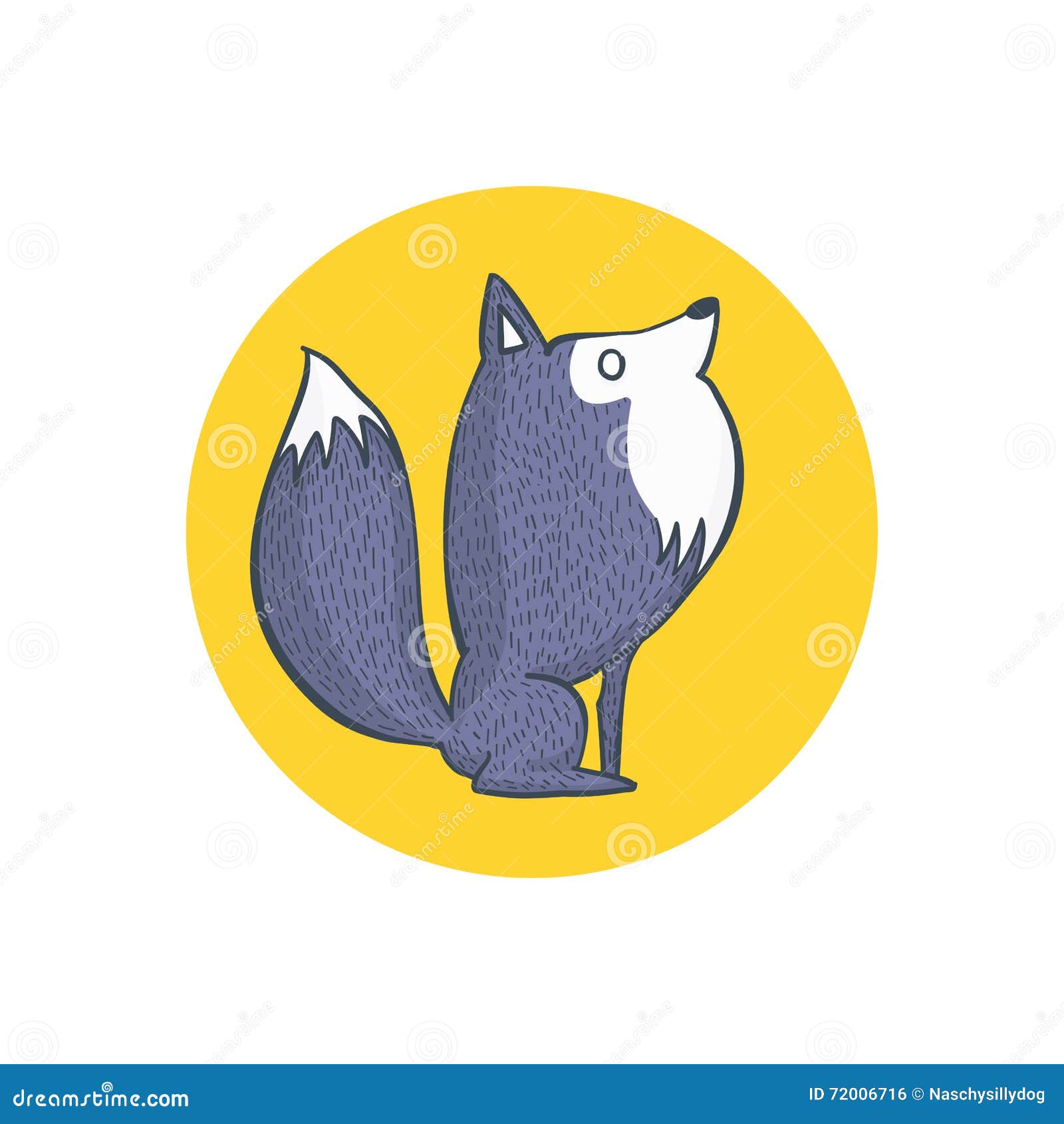 Gray Wolf and Full Moon Cartoon Character Stock Vector - Illustration ...