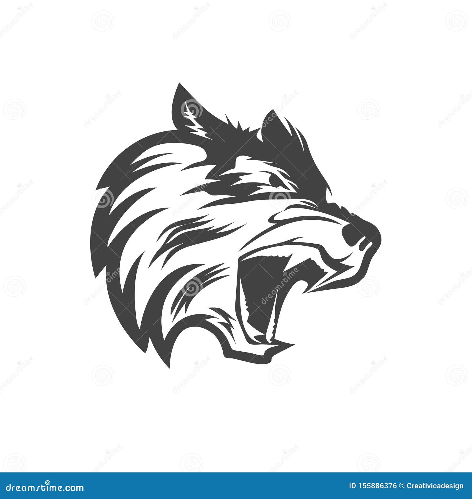 Gray Wolf Head Logo Design. a Tactical Predator Stock Vector ...