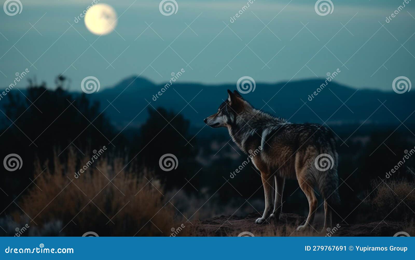 Gray Wolf Howling at Dusk in the Wilderness Area Generated by AI Stock ...