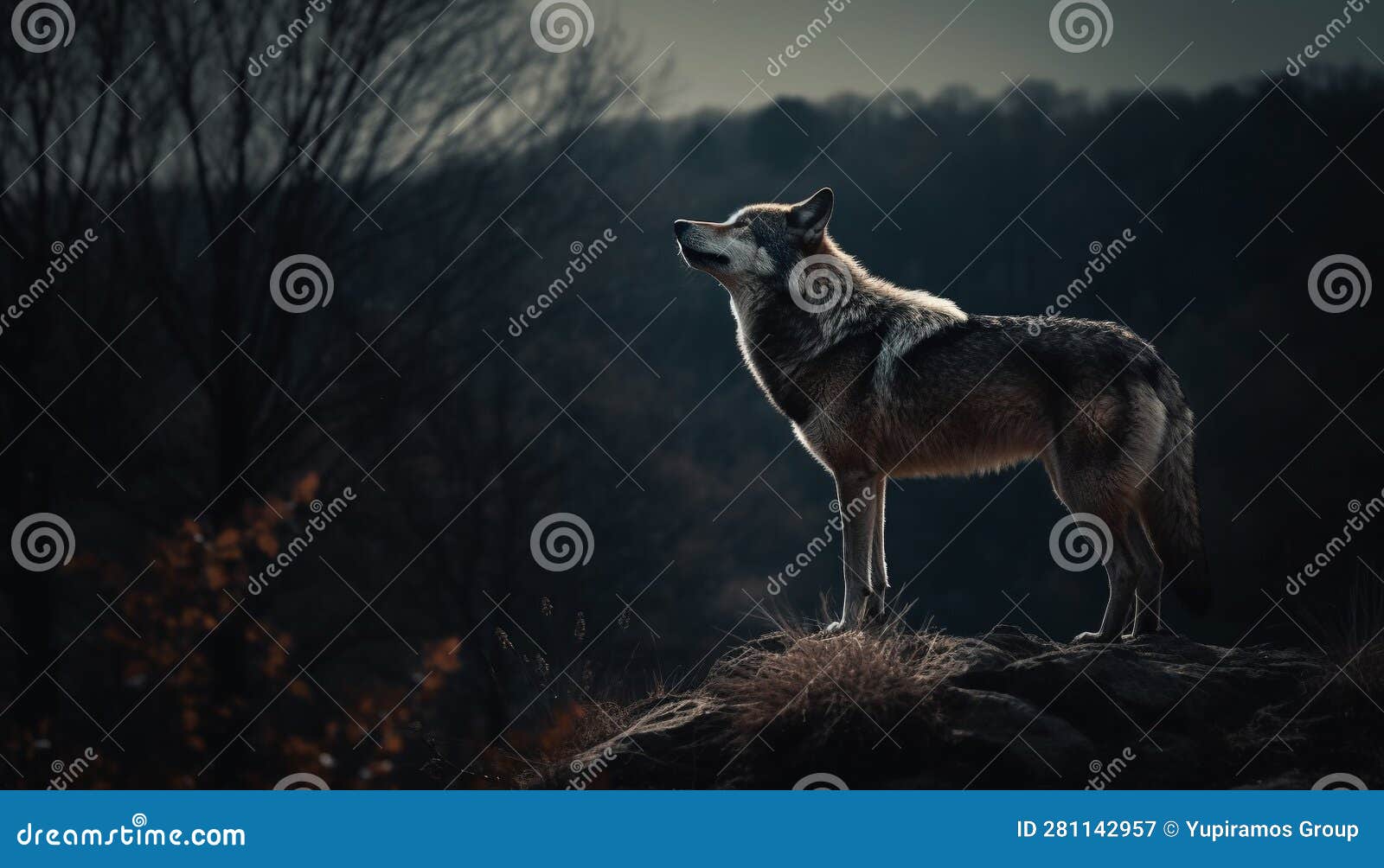 Gray Wolf Howling in the Wilderness, Alertness in Animal Eye Generated ...