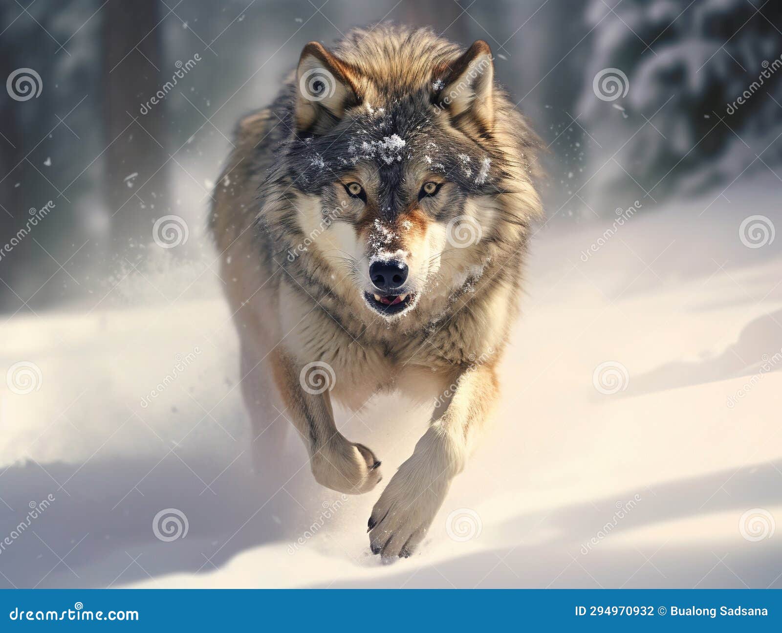 Gray Wolf Running Made with Generative AI Illustration Stock ...