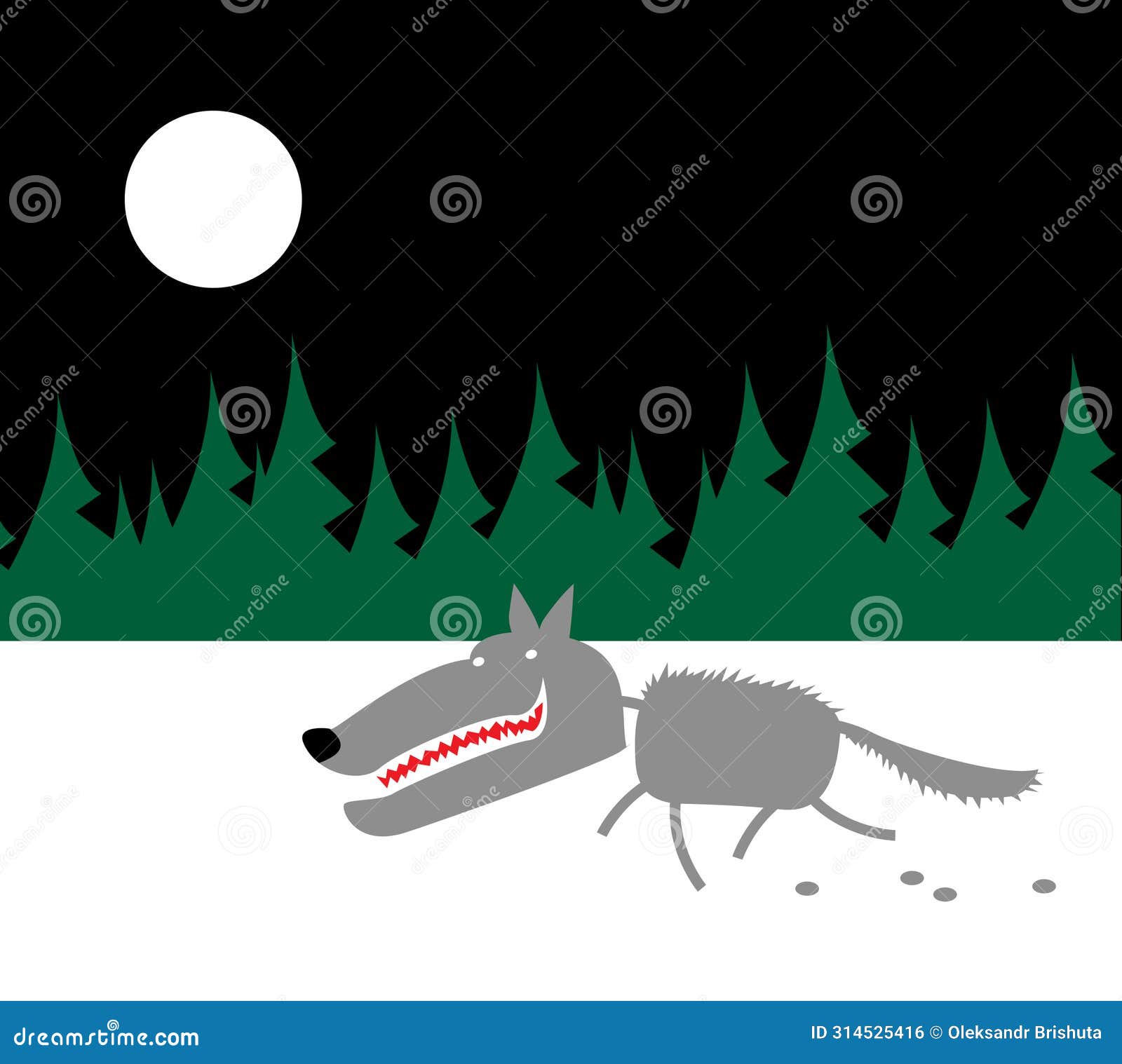 A Gray Wolf Runs through a Snow Field at the Edge of the Forest ...