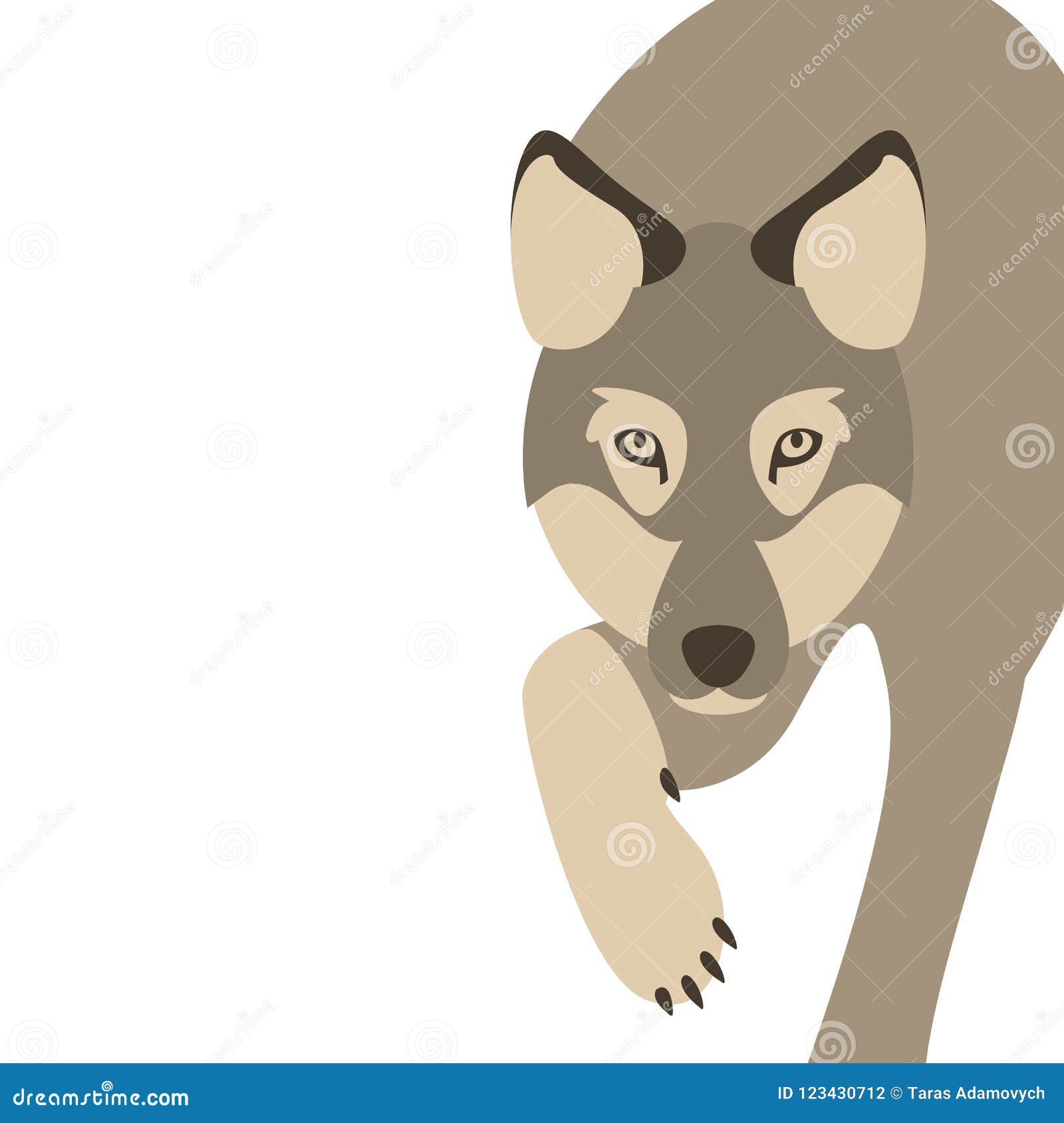 Gray Wolf Vector Illustration Flat Style Front Stock Vector ...