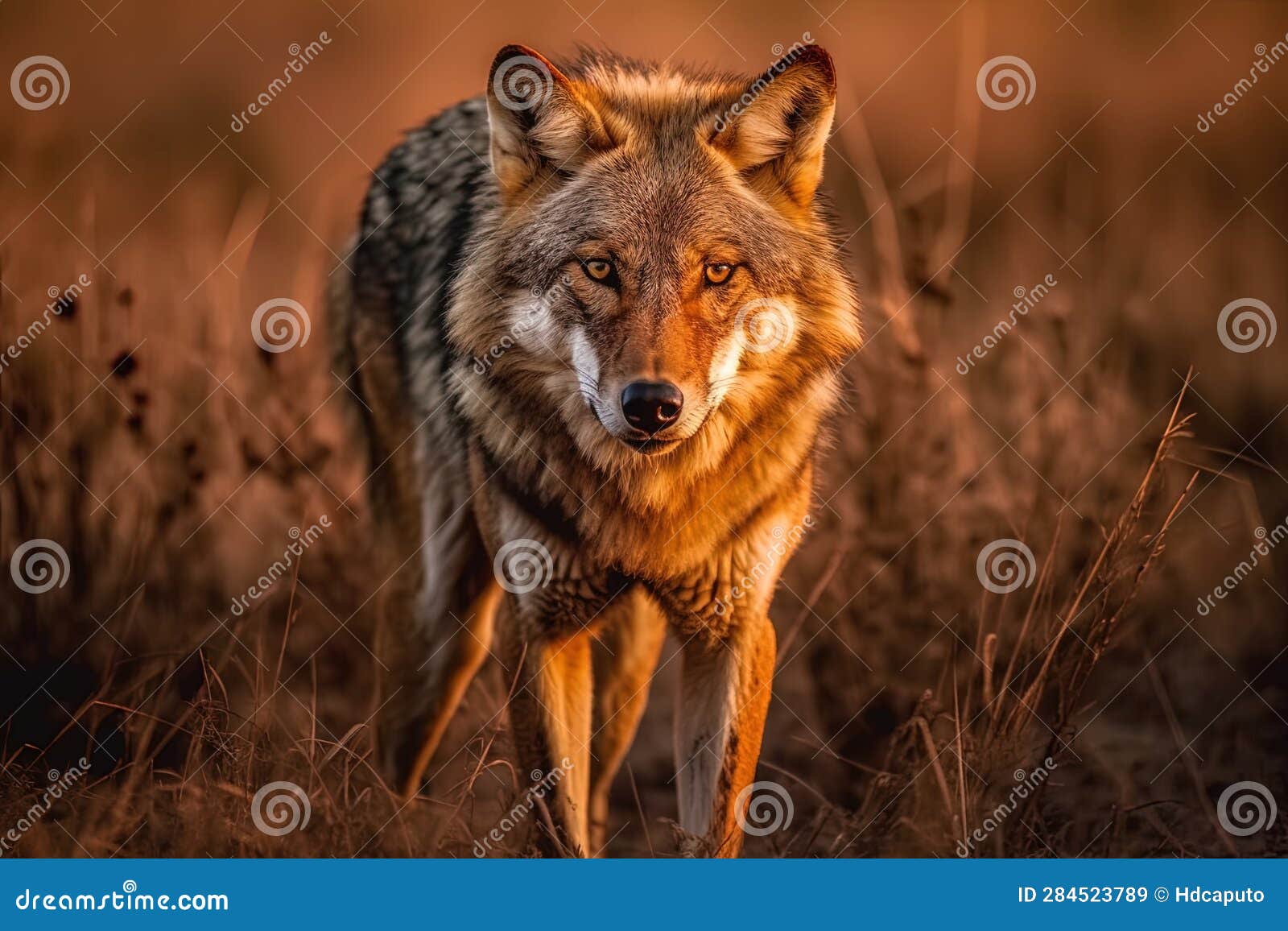 Gray Wolf Walked in the Meadow or Steppe. Generative AI Stock ...
