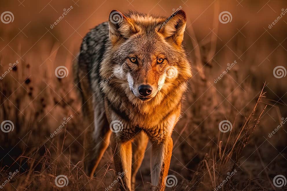 Gray Wolf Walked in the Meadow or Steppe. Generative AI Stock ...