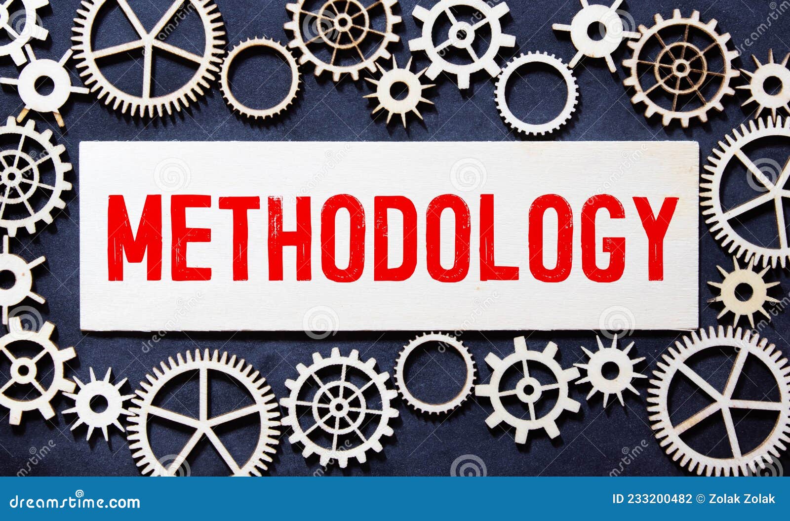 Gray Word Methodology from Small Wooden Letters on a Blue Table Stock ...