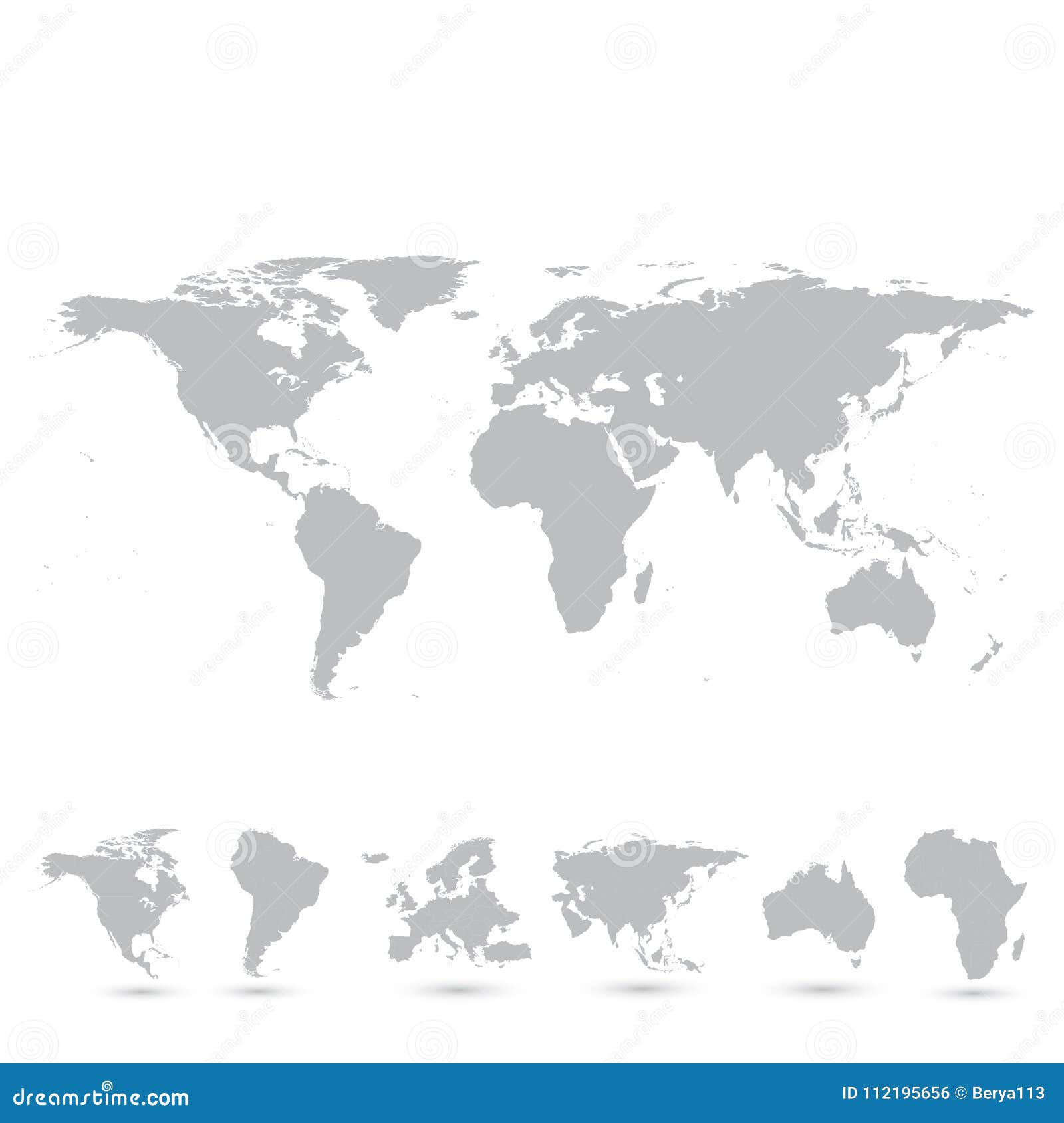 Gray World Map and the Continents, Illustration Stock Illustration ...