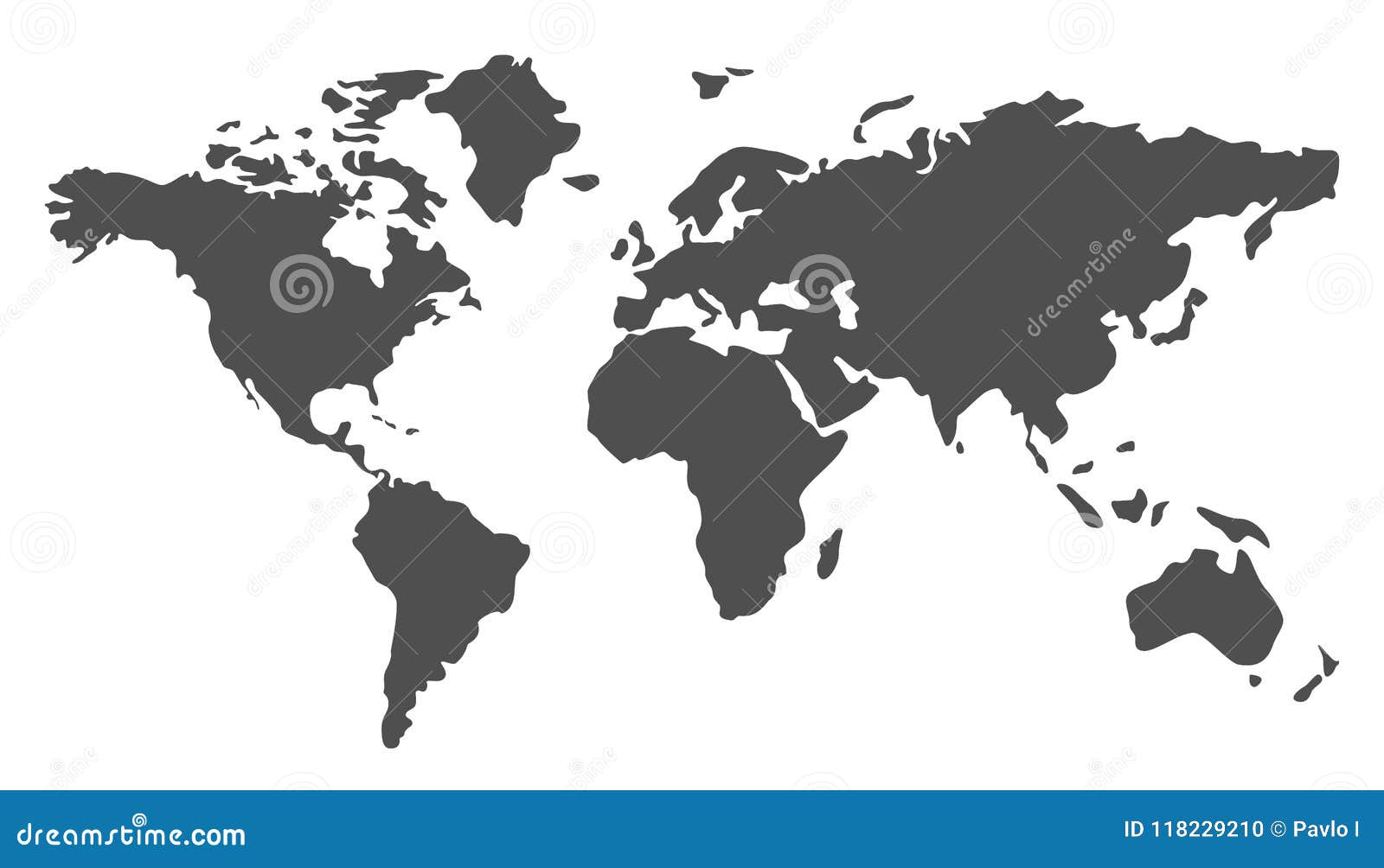 Gray Map World. Minimalistic Map World. Worldmap Global. Worldwide ...