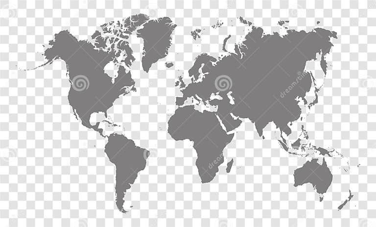 Gray World Map on Transparent Background Stock Vector - Illustration of ...