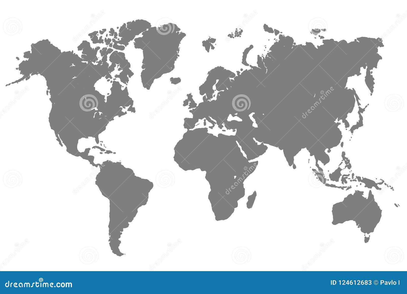 Gray World Map - vector stock vector. Illustration of border - 124612683