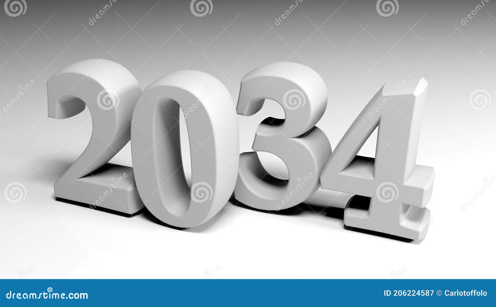 2034 Red Write At Black Glossy Wall Background - 3D Rendering ...