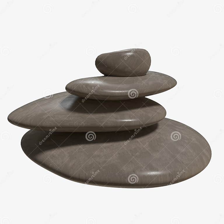 Gray Zen Stones 3d Rendering Stock Illustration - Illustration of rock ...