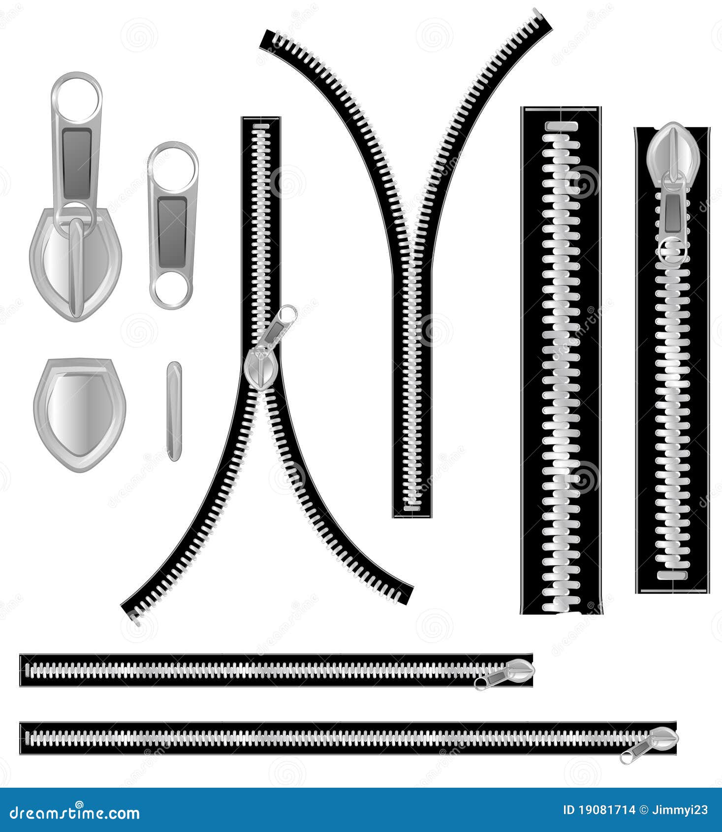 Gray zip stock vector. Illustration of clothing, opportunity - 19081714