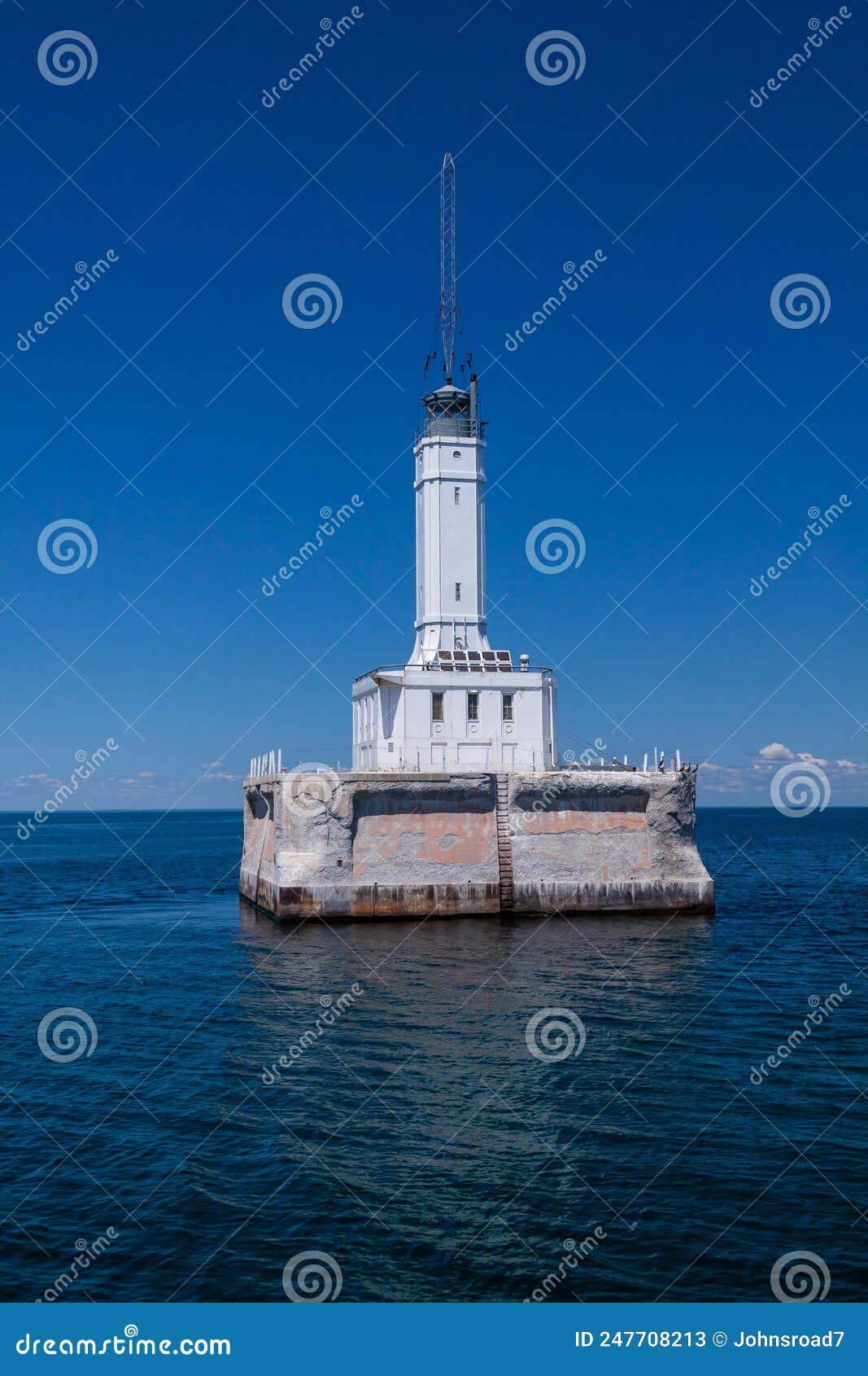 Grays Reef Lighthouse on Lake Michigan Stock Image - Image of reef ...