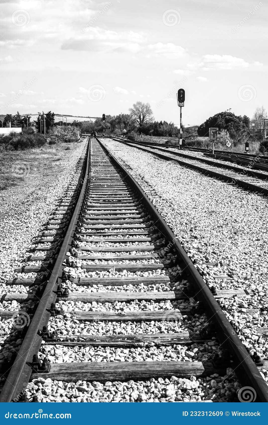 Grayscale of an Abandoned Railway Track in Zadar, Croatia Stock Image ...