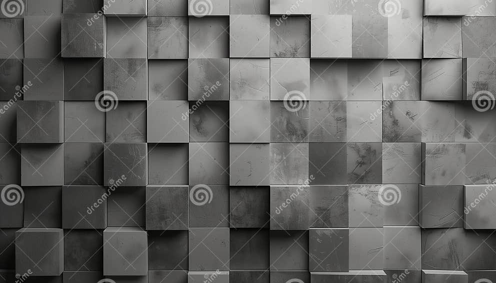 Minimalist Grayscale Background Composed of 3D Pixelated Squares Stock ...