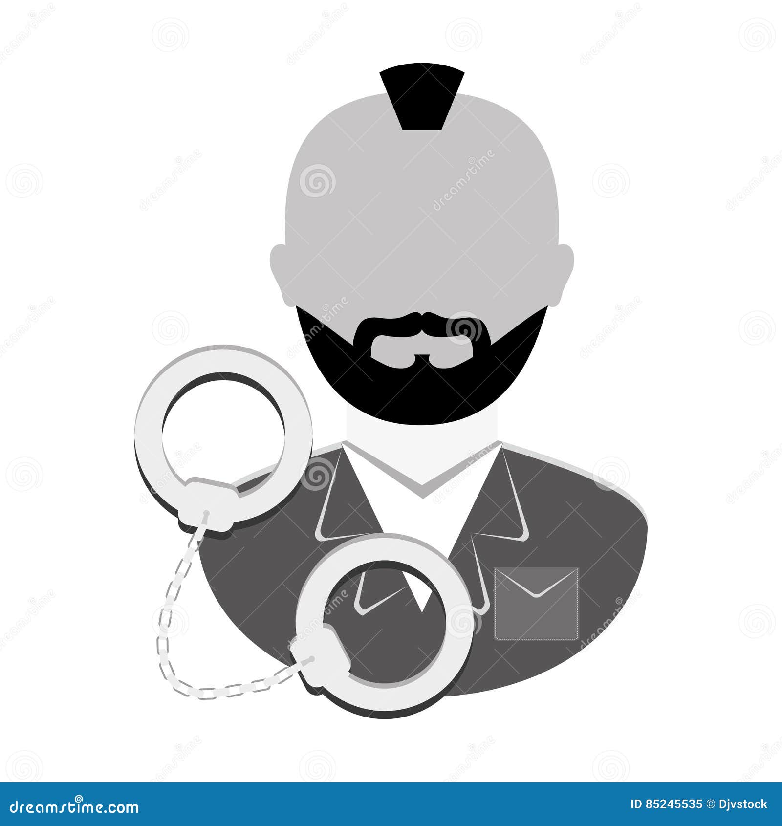 Grayscale Arrested Man with Handcuffs Icon Stock Illustration ...