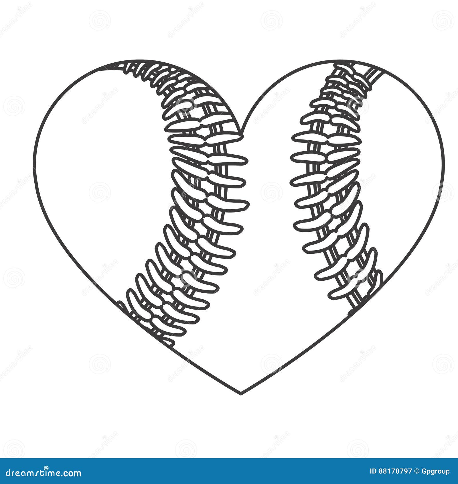 Grayscale Background of Heart with Texture of Baseball Ball Stock ...