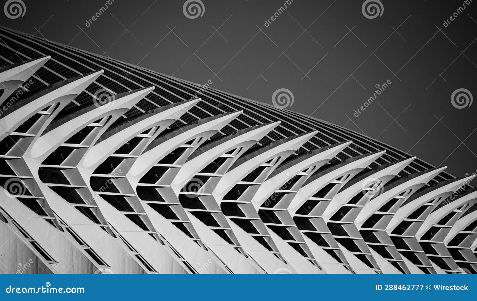Grayscale of a Building with Modern Architectural Design Stock Image ...