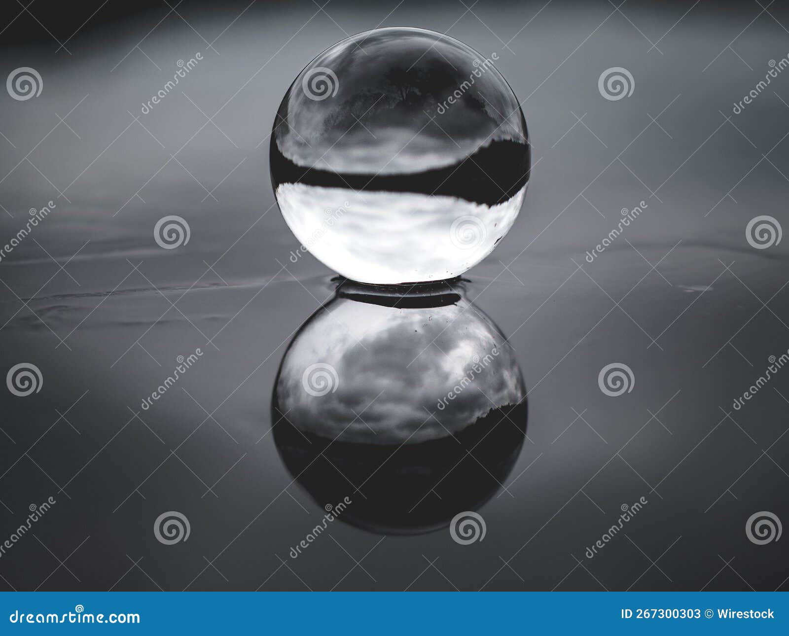 Grayscale Closeup of a Lens Ball on Ice. Stock Image - Image of white ...