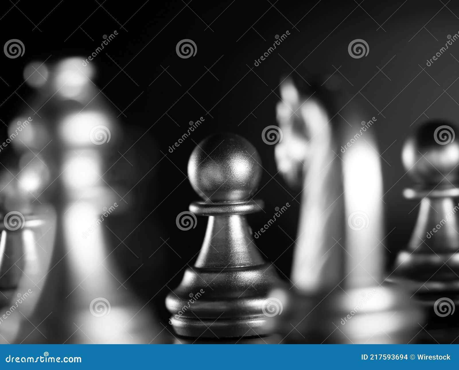 Grayscale Closeup Shot of Chess Figures Stock Photo - Image of table ...