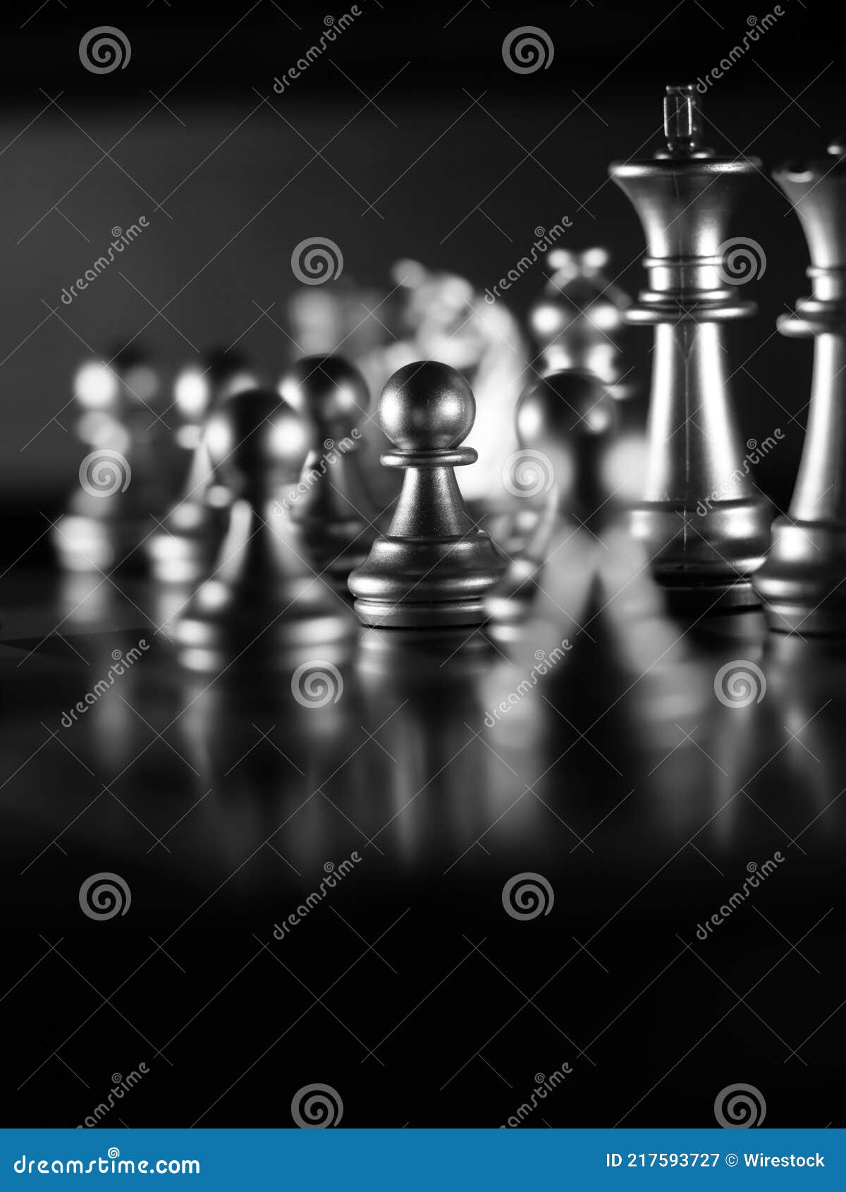 Grayscale Closeup Shot of Chess Figures Stock Image - Image of group ...