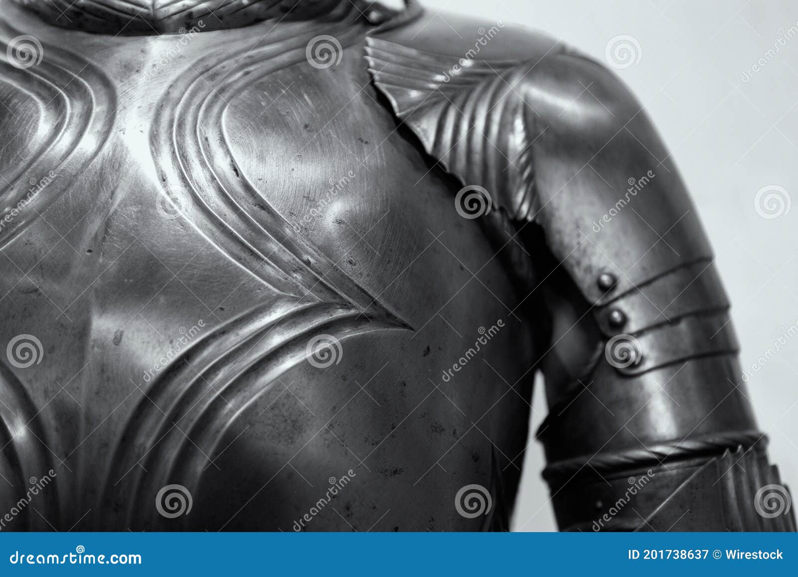 Grayscale Closeup Shot of Medieval Knight Armor Stock Image - Image of ...