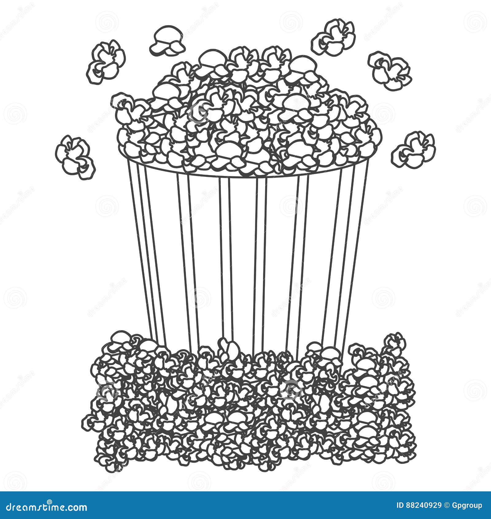 Grayscale Contour with Popcorn Container Stock Illustration ...