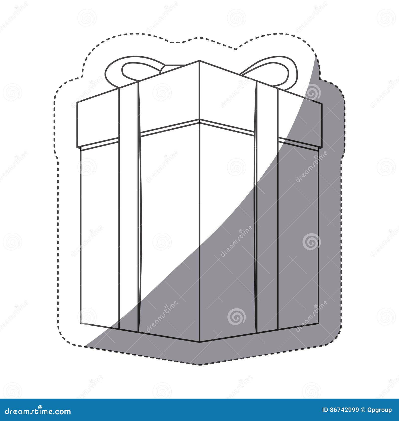 Grayscale Contour Sticker with Gift Box Stock Illustration ...