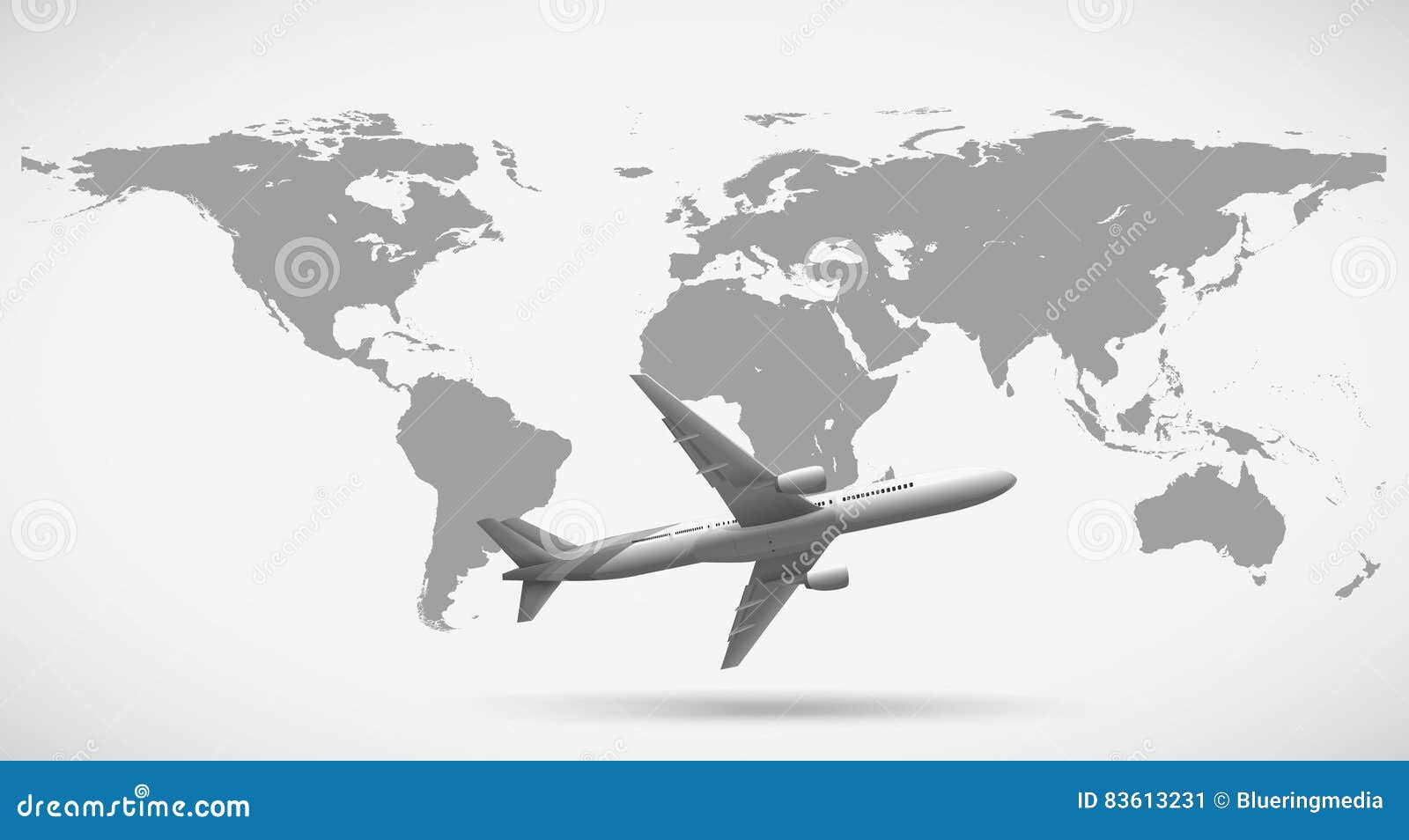 Grayscale Do Mapa Do Mundo E Do Avião Ilustração do Vetor - Ilustração ...