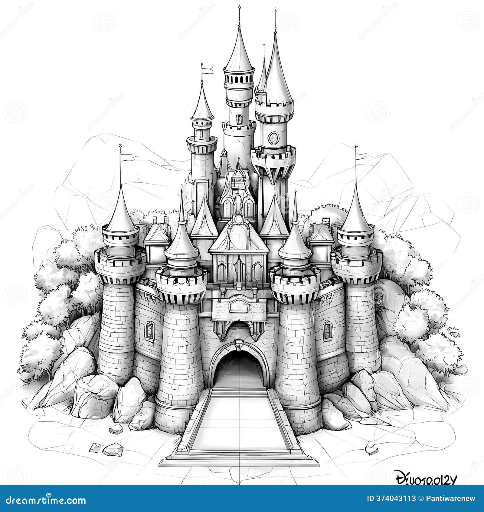 Majestic Stone Castle With Turrets And Intricate Architectural Design ...