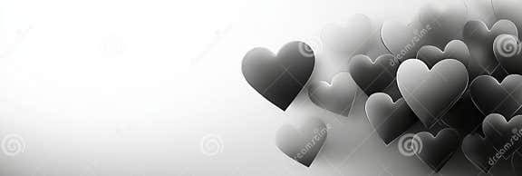 Grayscale Floating Hearts on Light Background for Romantic Concept ...