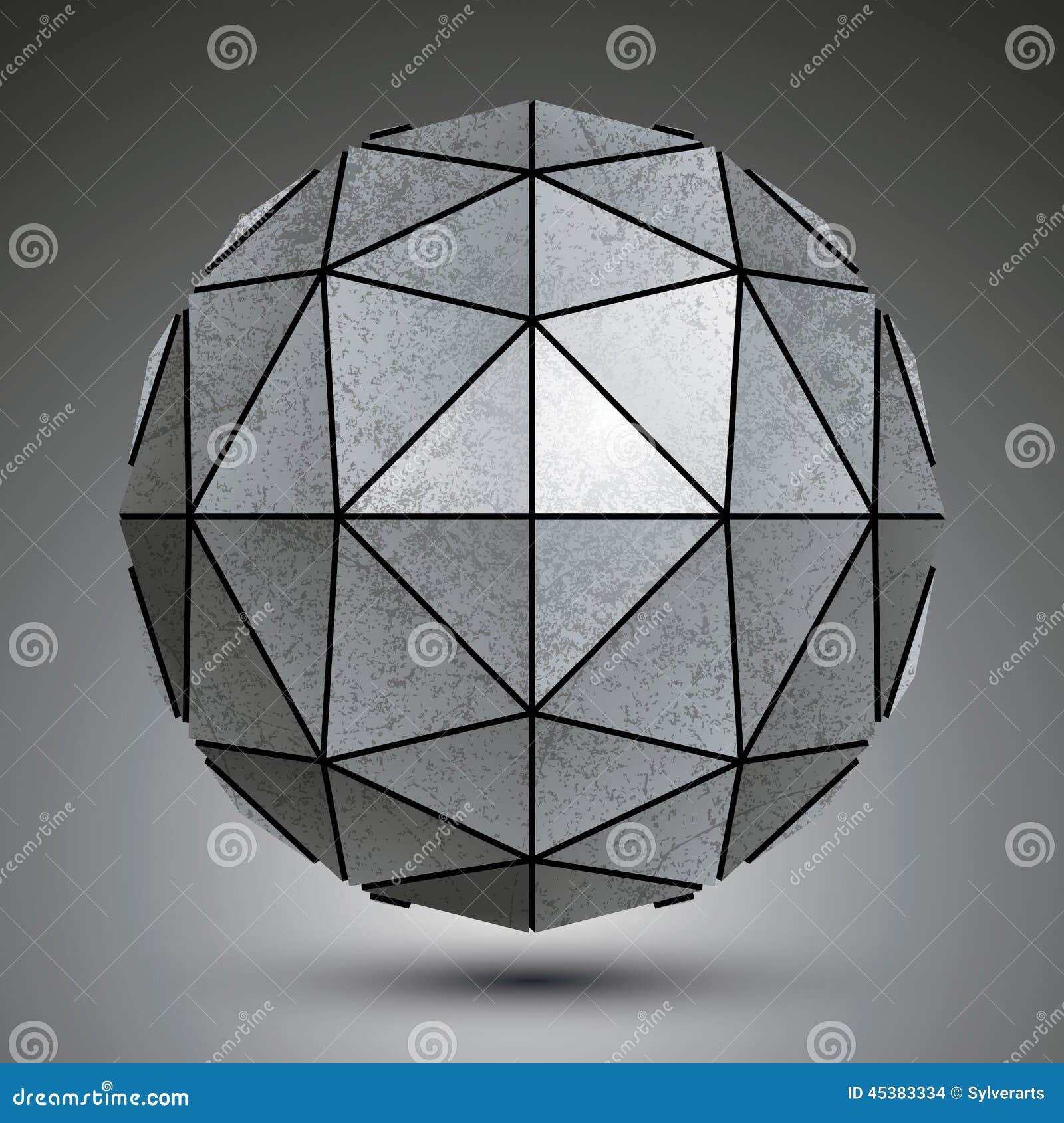Grayscale Galvanized 3d Sphere Created with Triangles Stock Vector ...
