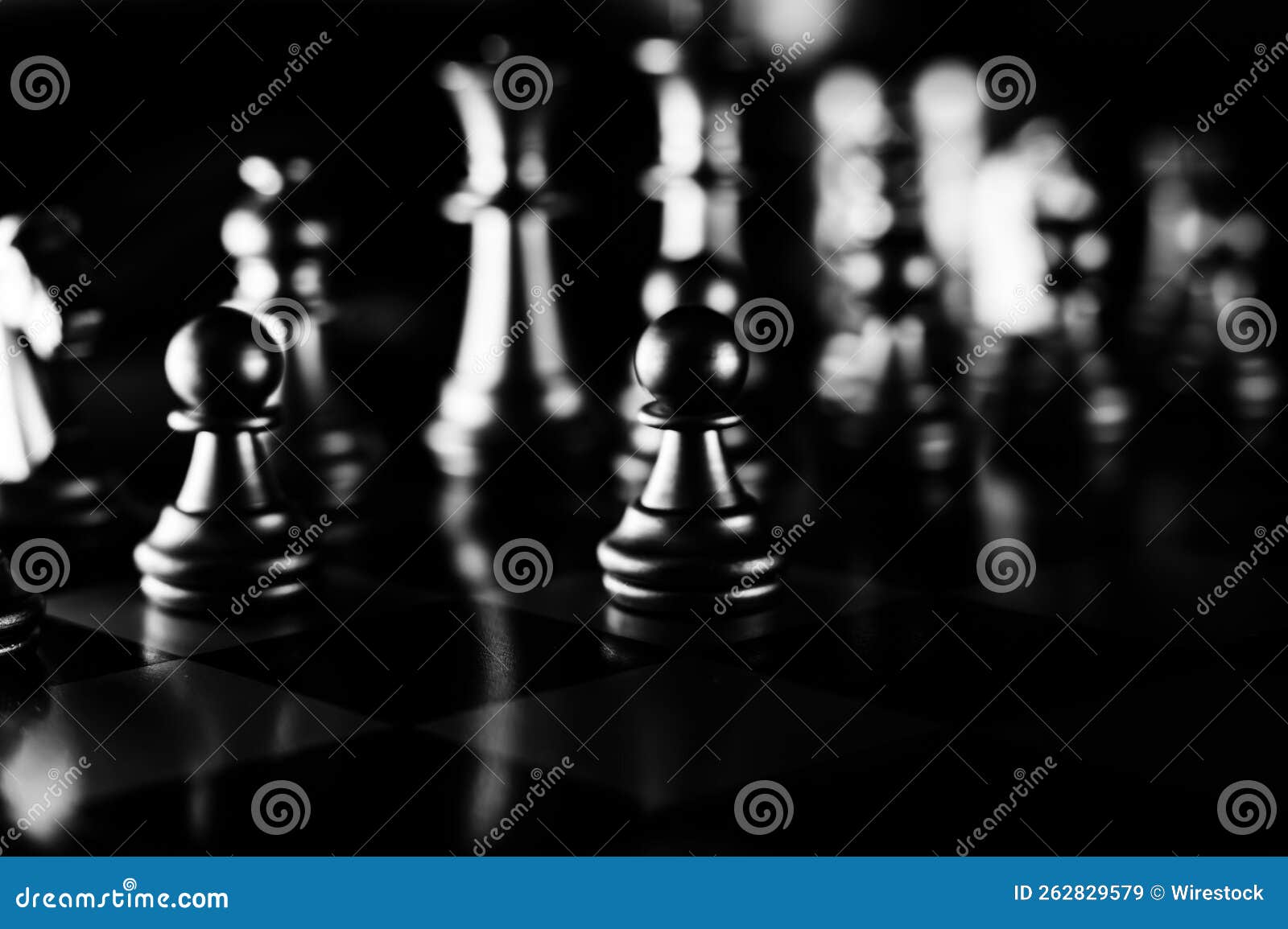 Grayscale High-angle Shot of a Chess Board with the Pieces on Top Stock ...