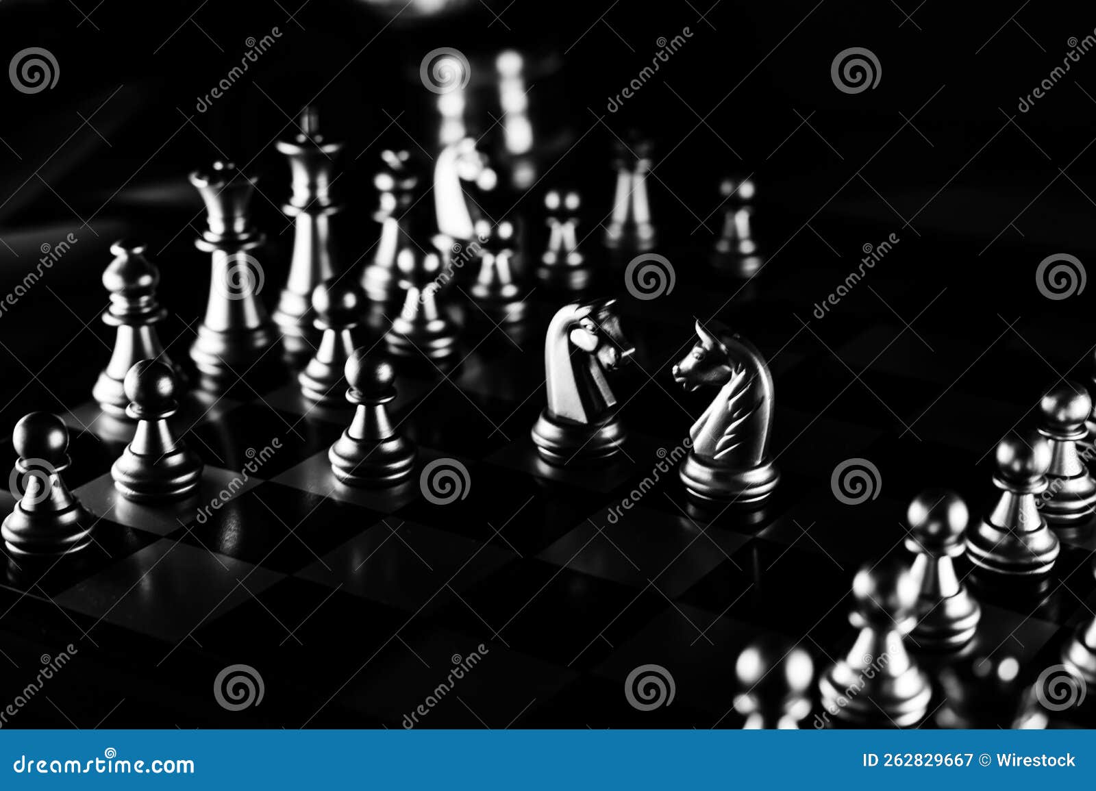 Grayscale High-angle Shot of a Chess Board with the Pieces on Top ...
