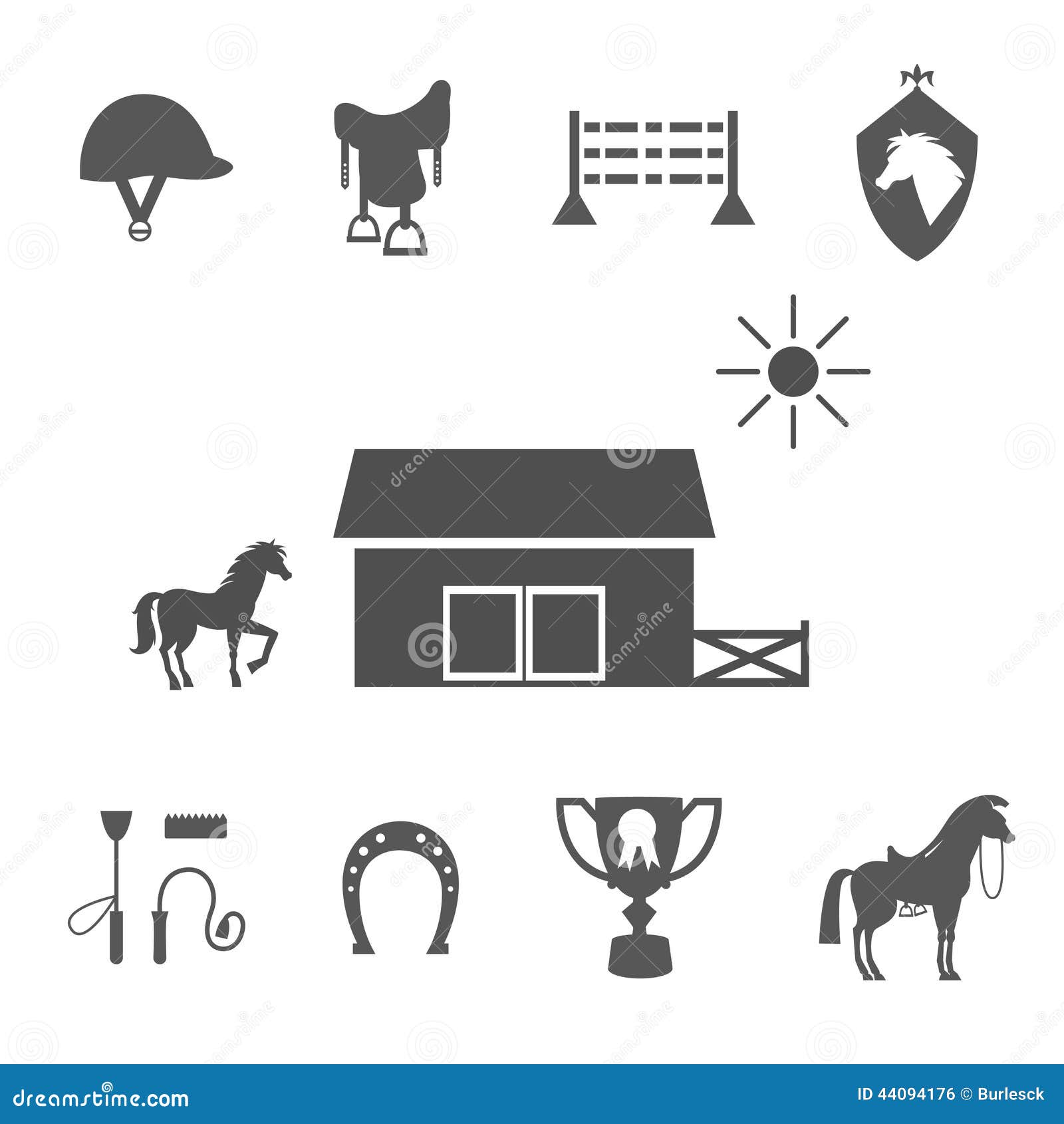 Grayscale Horse Icons on White Background Stock Vector - Illustration ...