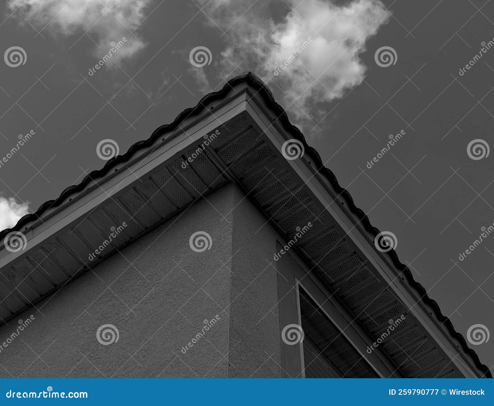 Grayscale of a House Roof from a Low Angle Stock Image - Image of ...