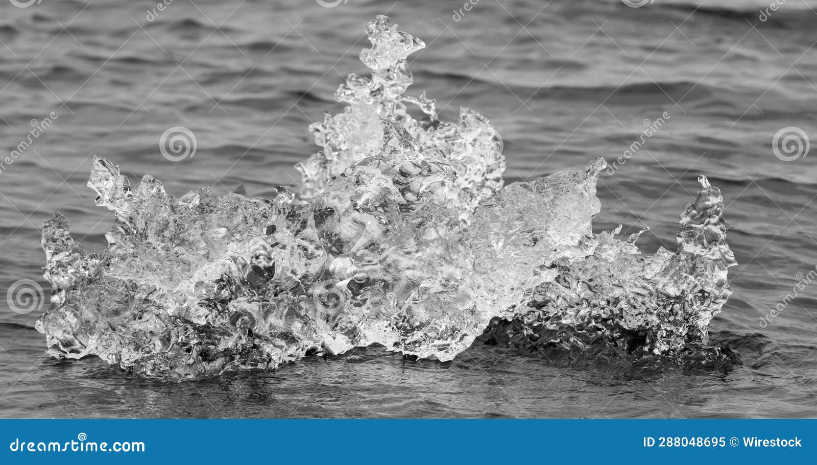 Grayscale of an Ice Glacier Melting in the Sea in Alaska Stock Image ...