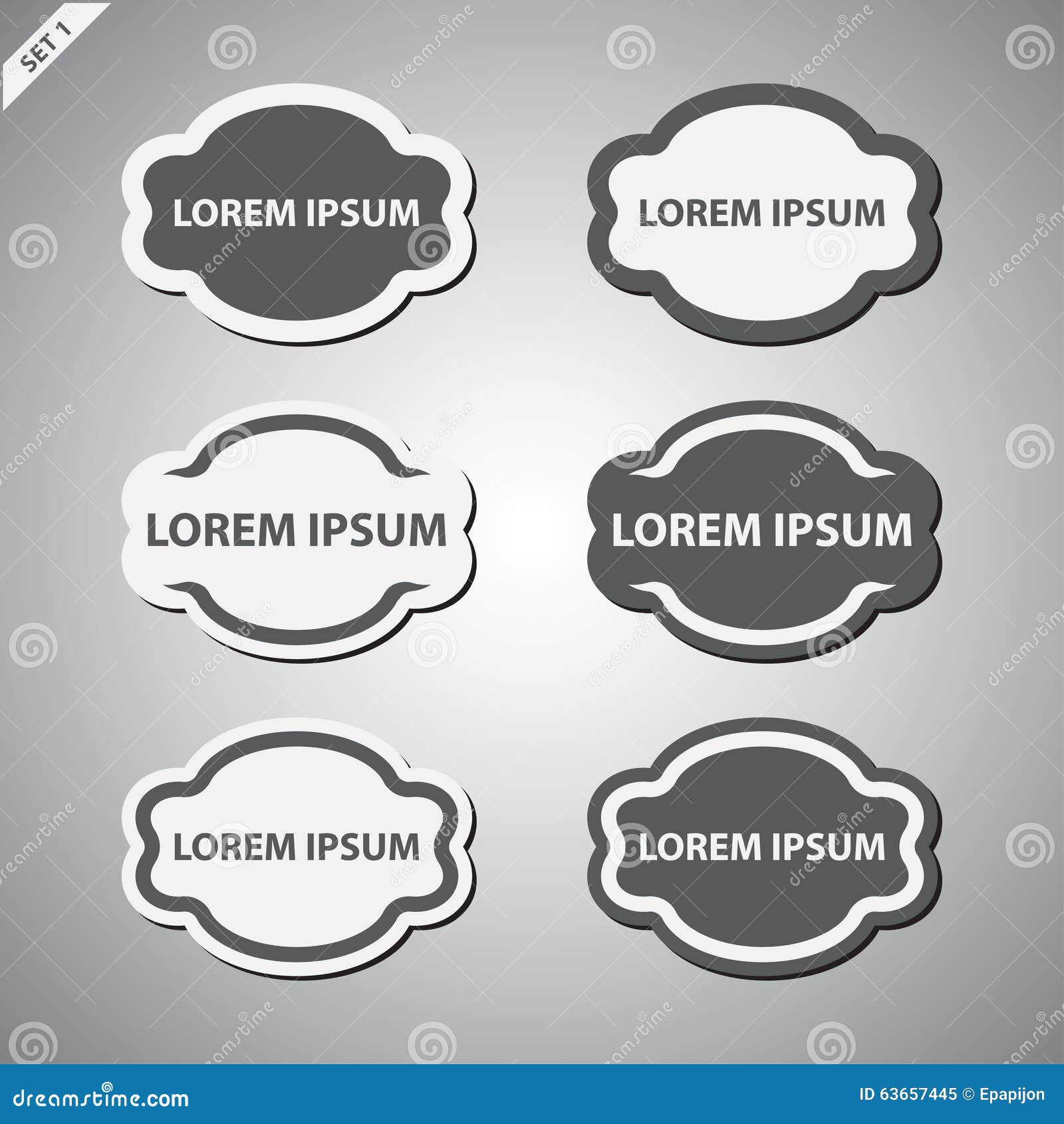 Grayscale labels set stock vector. Illustration of backdrop - 63657445
