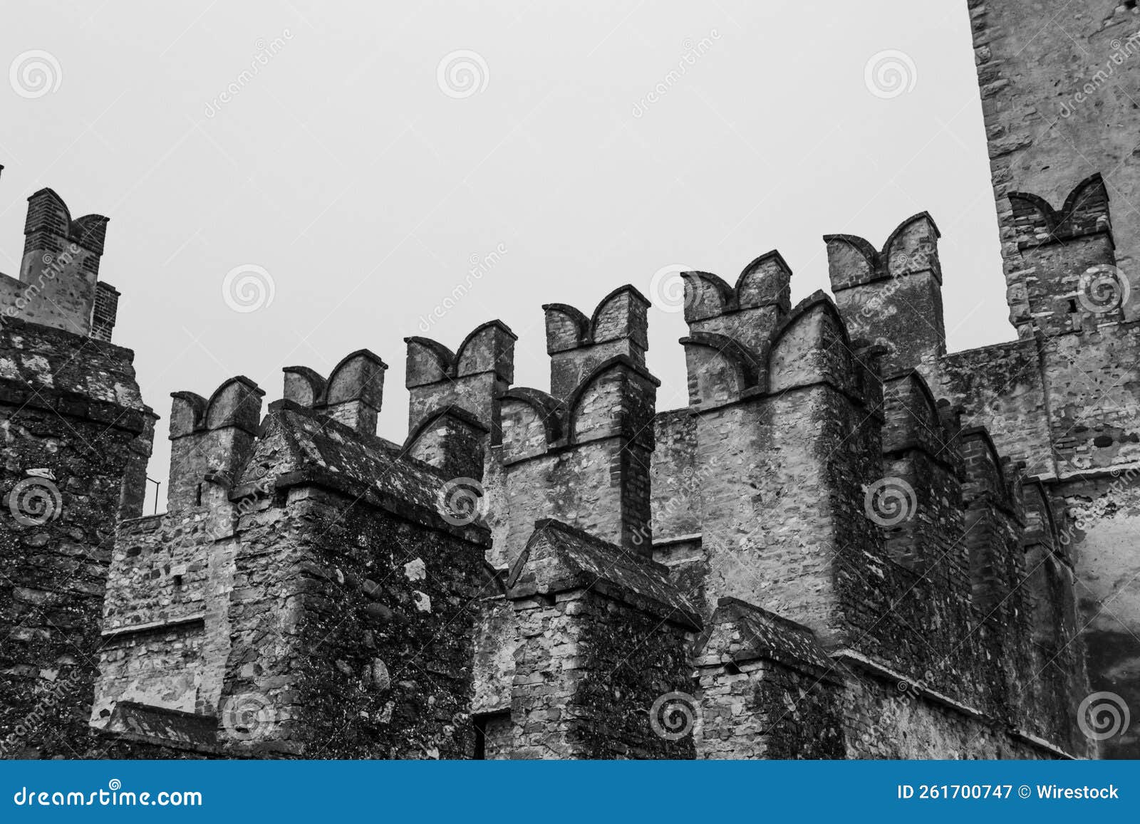 Grayscale Low Angle Shot of a Castle Stock Image - Image of travel ...