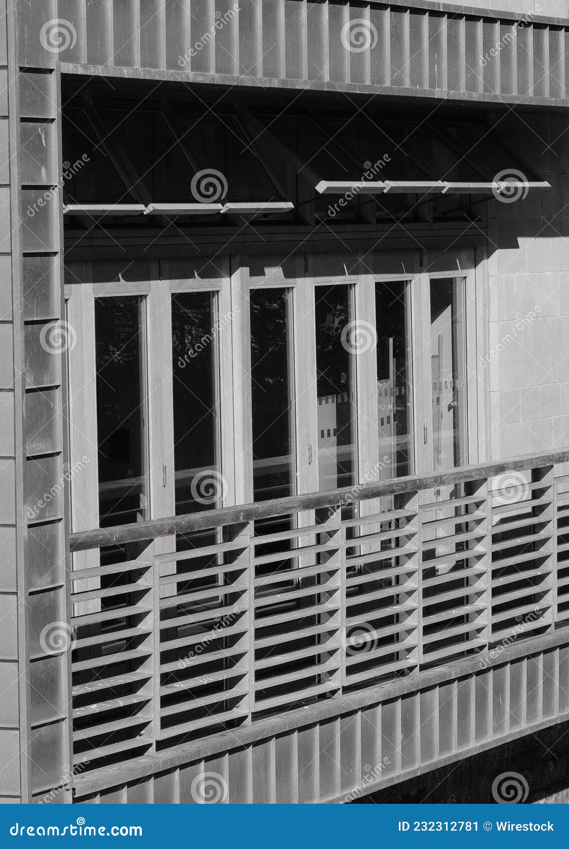Grayscale of a Modern Building Balcony Stock Image - Image of estate ...