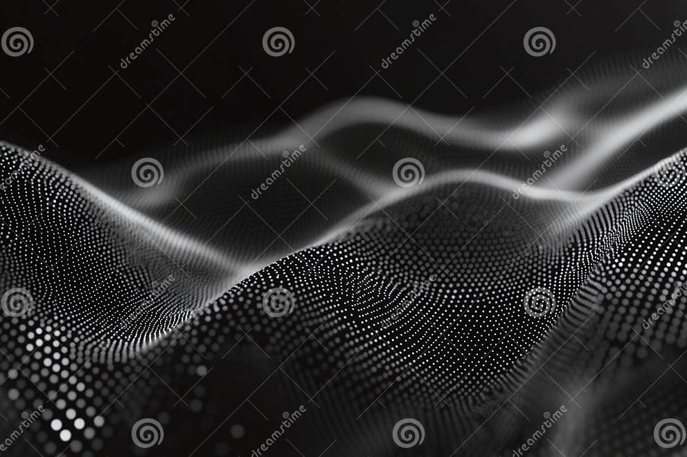 Grayscale Monochromatic Connected Dots or Digital Particles Waves ...