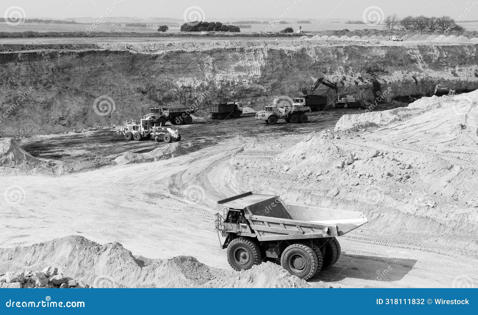 Grayscale of Multiple Cars at the Construction Field Editorial ...