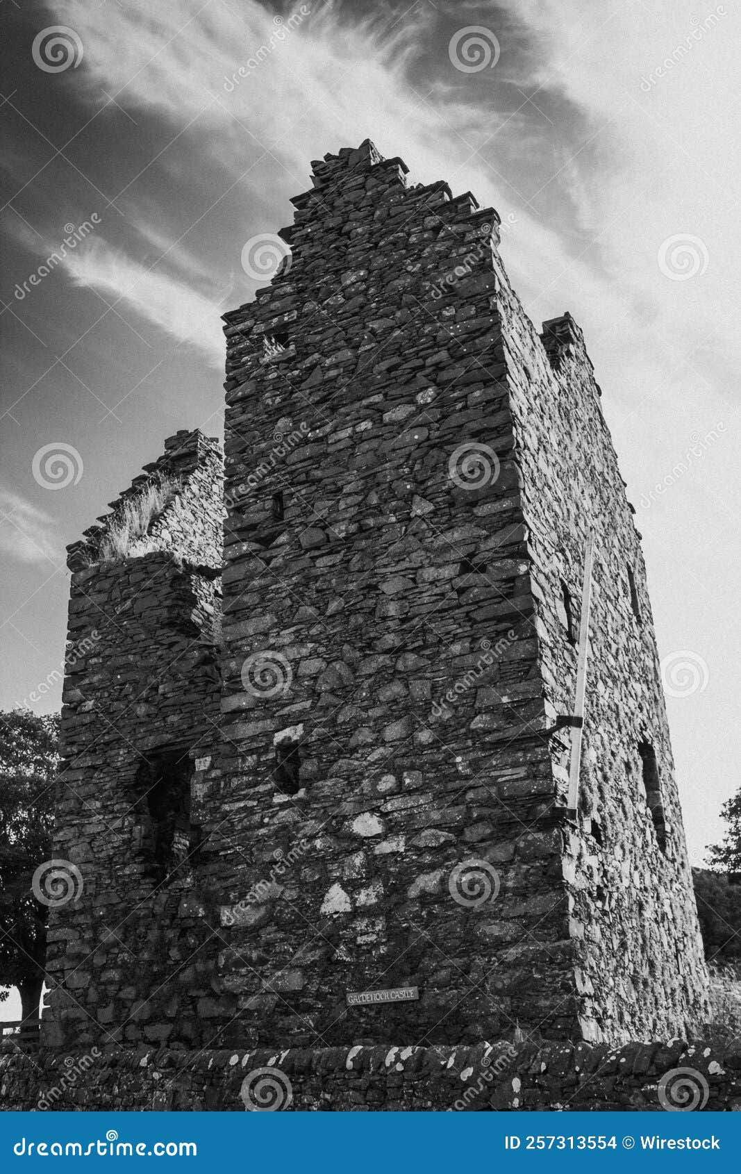 Grayscale of an Old Castle Tower in Rural Scotland Stock Photo - Image ...