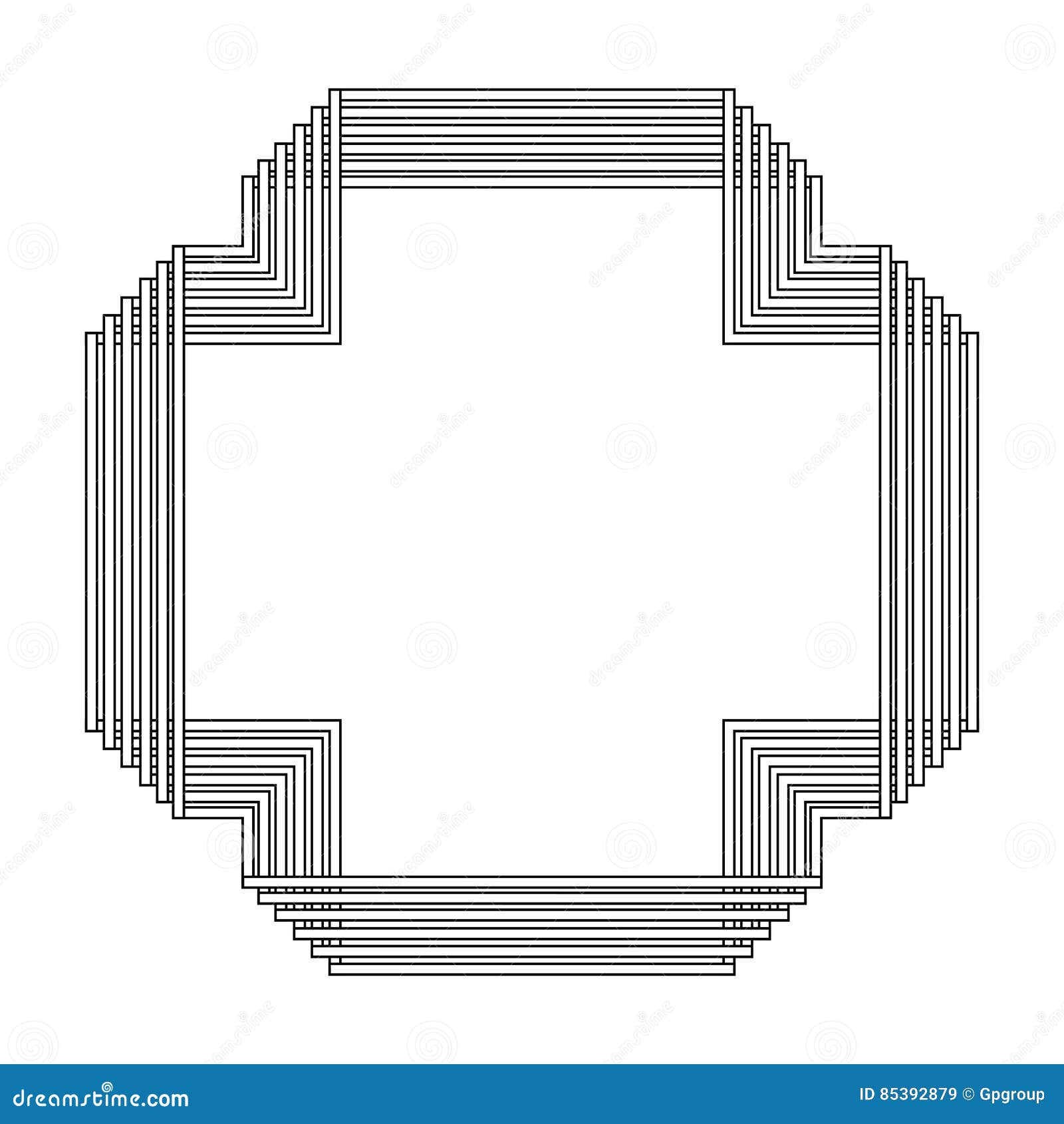 Grayscale Pattern with Art Deco Frame Stock Illustration - Illustration ...