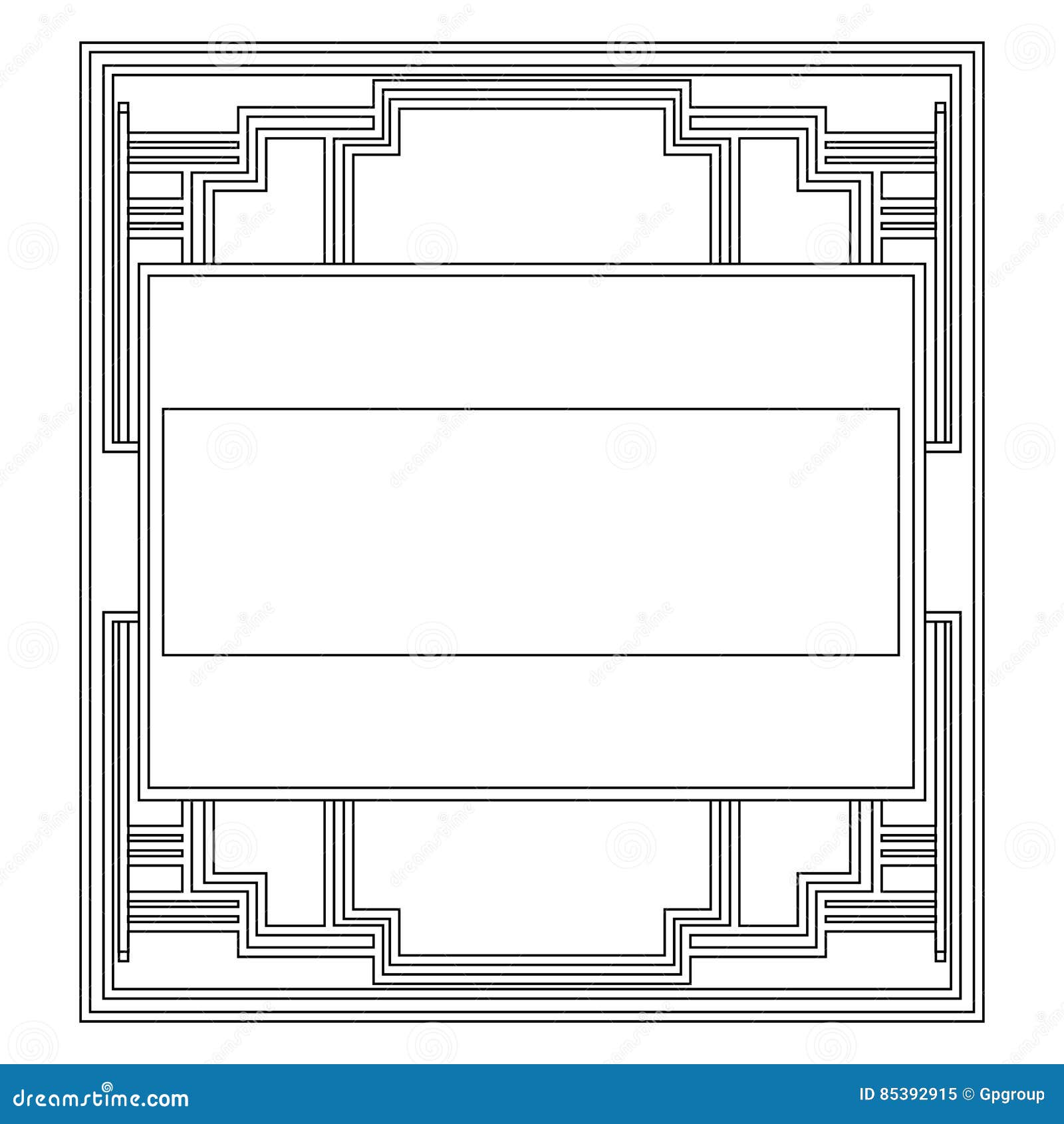 Grayscale Pattern with Art Deco Frame Stock Illustration - Illustration ...