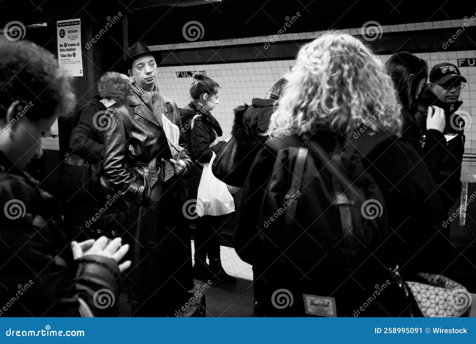 Grayscale of the People in the New York City Subway Editorial Photo ...