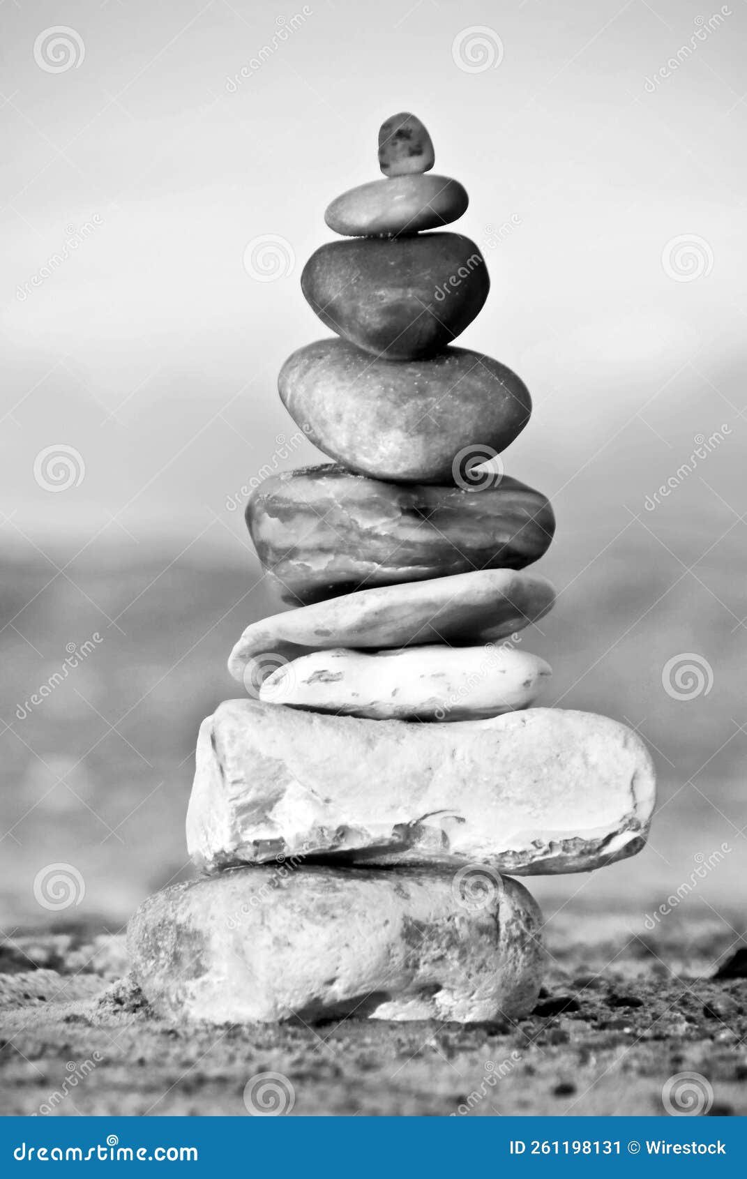 Grayscale of a Pile of Stones at the Beach Stock Image - Image of pile ...