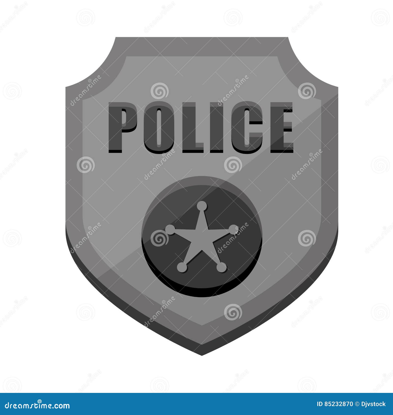 Grayscale Police Badge Icon Image Stock Illustration - Illustration of ...