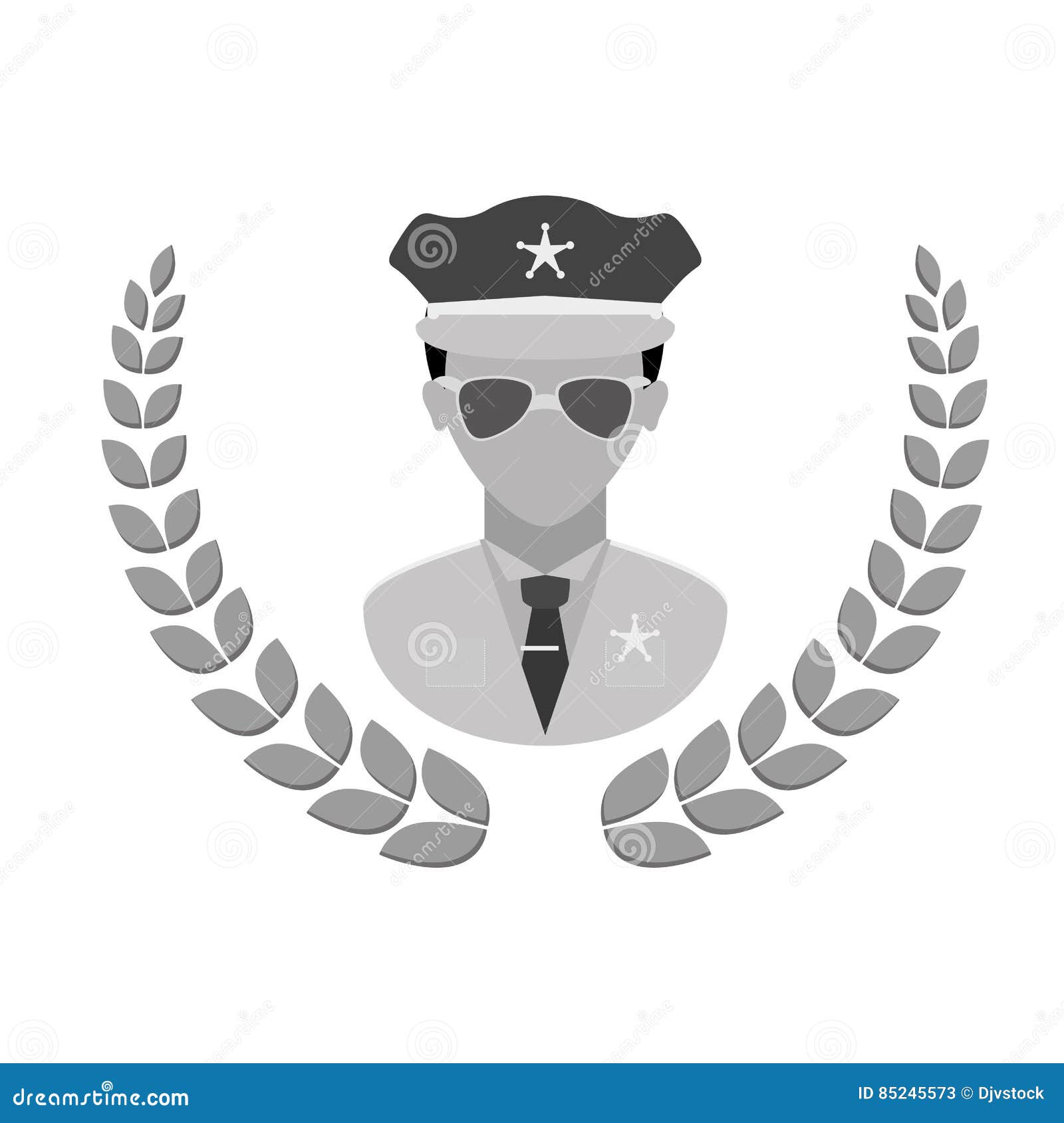 Grayscale Police Badge Icon Image Stock Illustration - Illustration of ...
